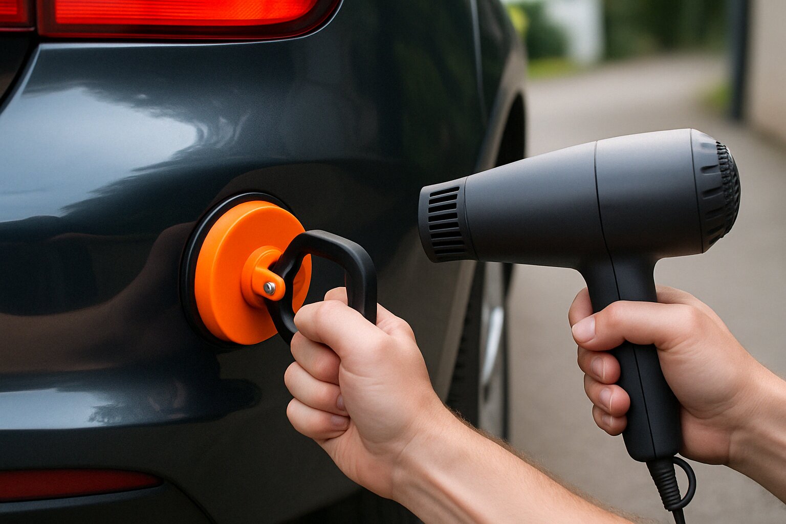 Dellen am Auto entfernen: So geht’s mit heißem Wasser, Fön & Saugnapf